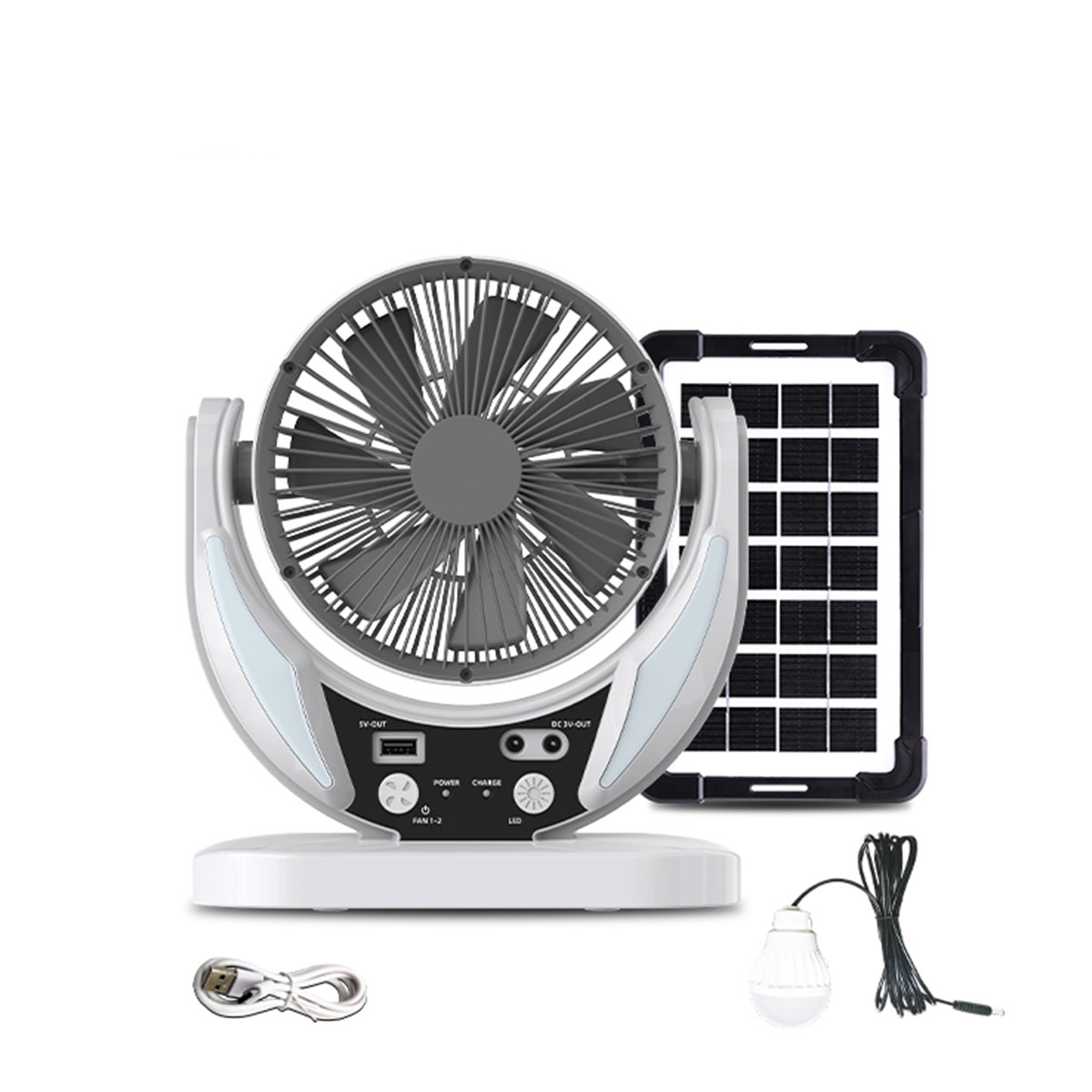 Jiditech 6inch Solar Fan With LED Light Built-in LED Bulb Large Wind ...