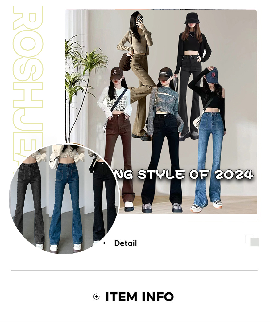 Rosh_Jeans Flare pants for women Korean Retro ladies Fit&Flare pants ...