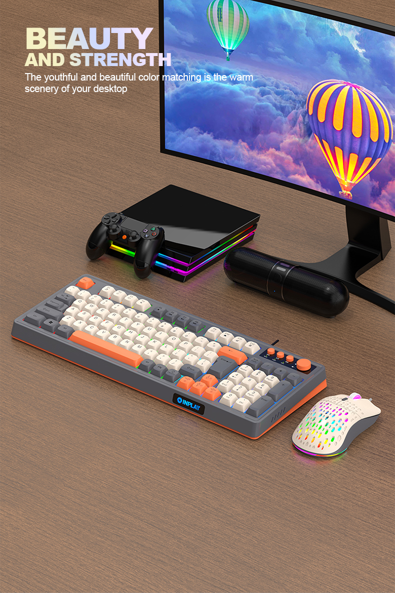 Inplay STX390 Colorful Keyboard and Mouse Set Wired Gaming Keyboard ...