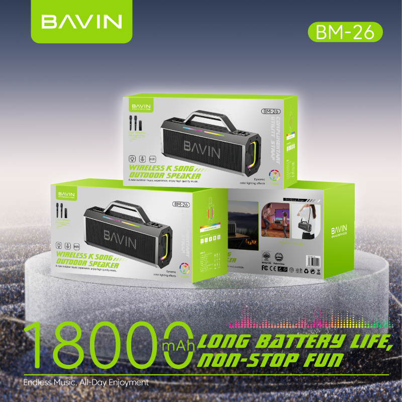 BAVIN BM26 Outdoor Bluetooth Speaker Waterproof & Durable w/ 2 Wireless ...