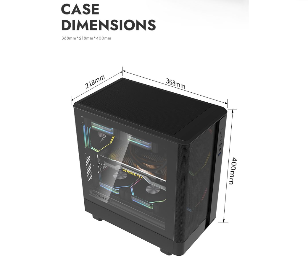 Darkflash Computer PC Case DB330M Mesh Luxury MATX (Black | White ...