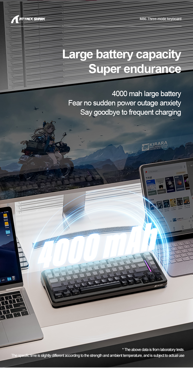 Attack Shark M86 STAR Mechanical Keyboard 80 Key RGB Tri-Mode Bluetooth ...