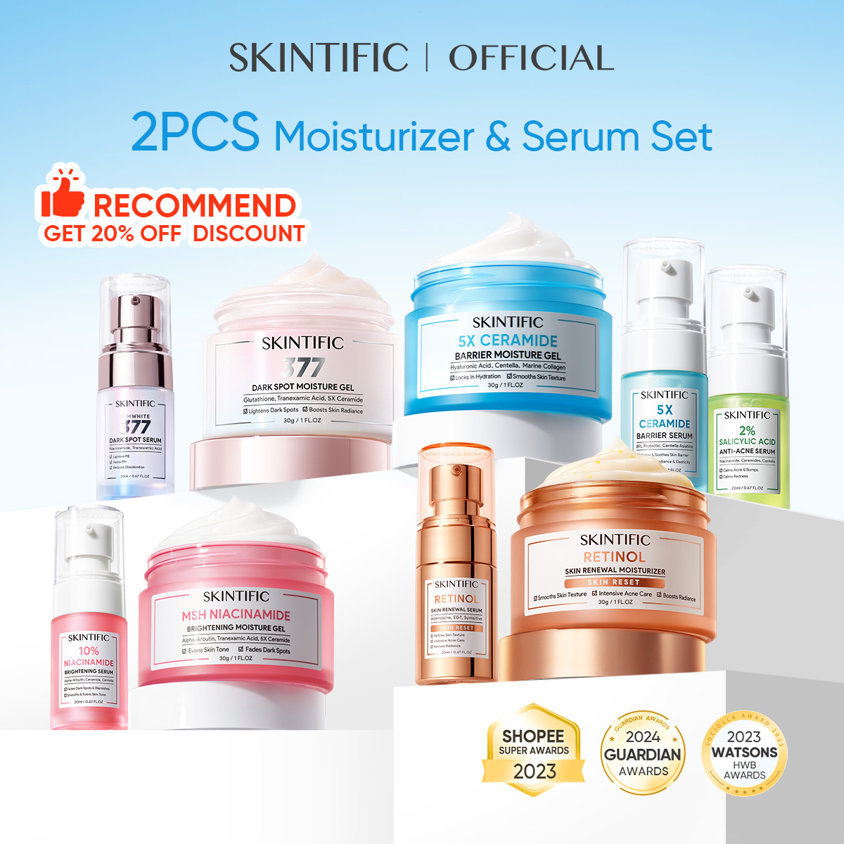 【2PCS】SKINTIFIC Skin care set Anti Acne&Dark Spot Serum Brightening ...
