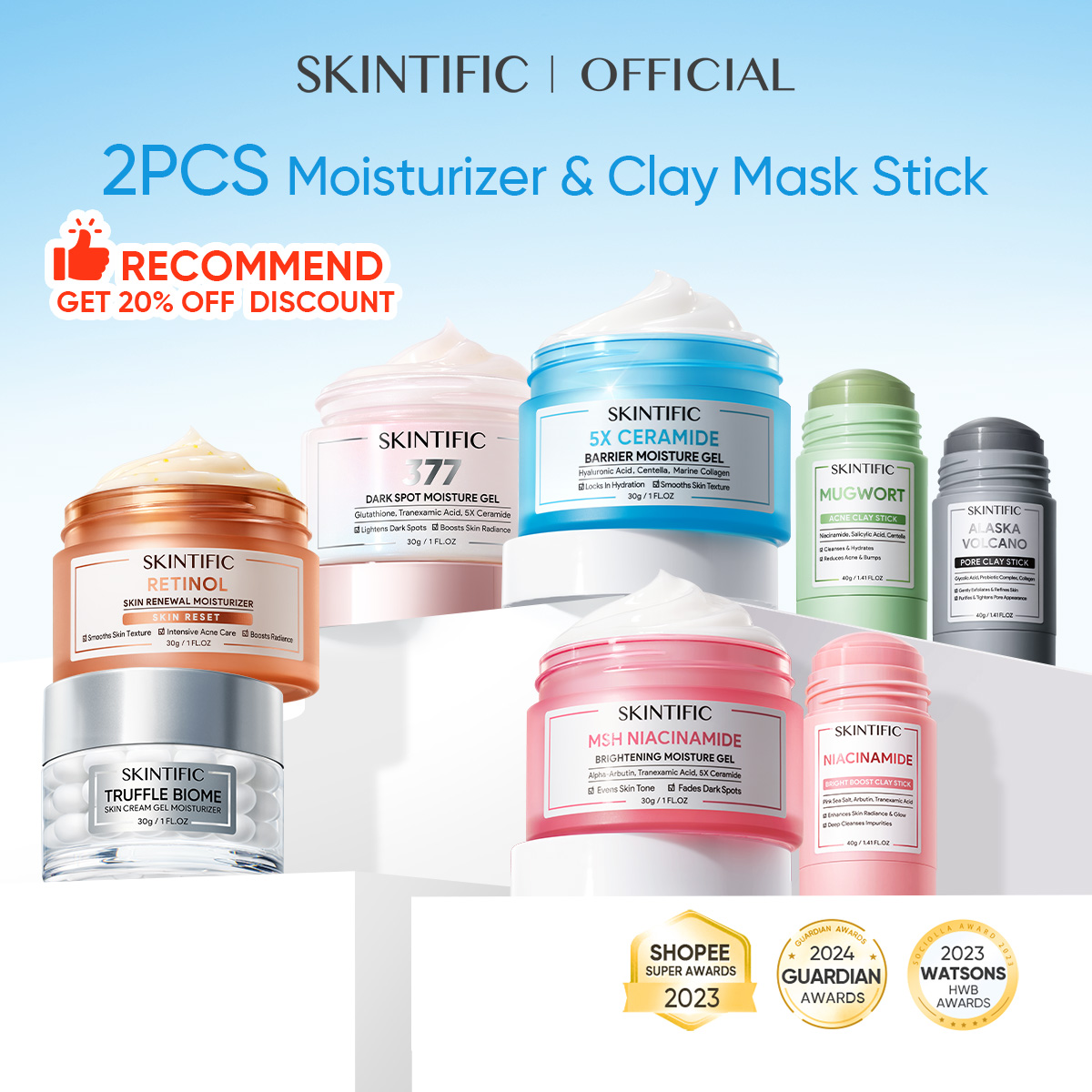 【2PCS】SKINTIFIC Skin Care Set With Moisturizer Cream Gel Face Mask ...