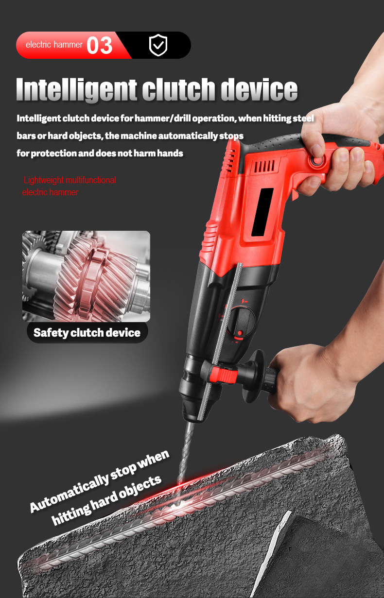1800W Demolition Hammer/Chipping Gun Electric Drill 3 In 1 Portable ...