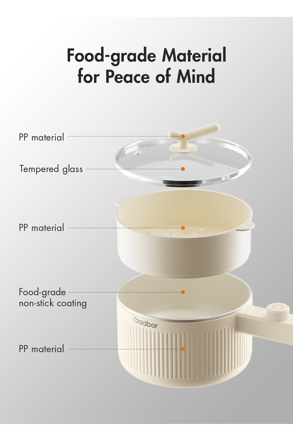 Gaabor Mini Rice Cooker Non-stick Electric Pot 2L Strong Power 600W ...