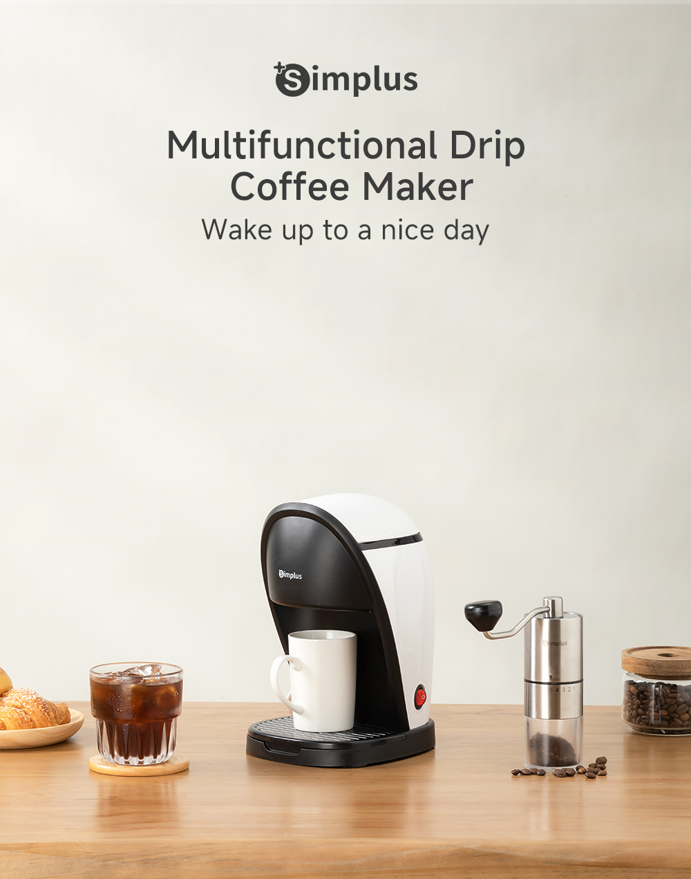 Simplus Coffee Maker Multifunctional Drip Brewer Dual Use for Coffee and Tea Mini Compact 250ml ...