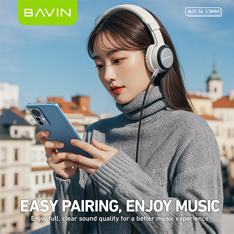 BAVIN AUX56 HiFi Audio Aux Cable Supports Multi-Device Use w/ Stereo ...