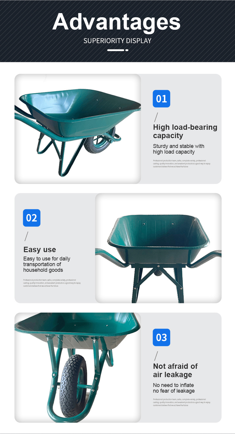 Heavy duty wheelbarrow, suitable for gardening, construction, etc., 14 ...