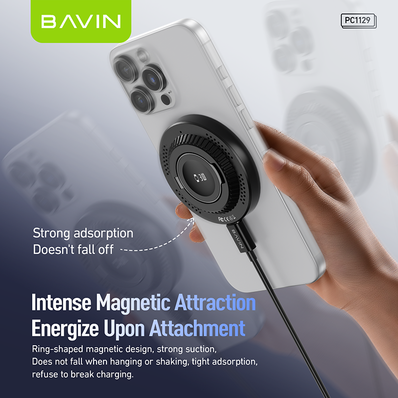 BAVIN PC1129 3 in 1 Fast Charging Magnetic Qi Wireless Charger w/ 15W Devices & 3W for ...