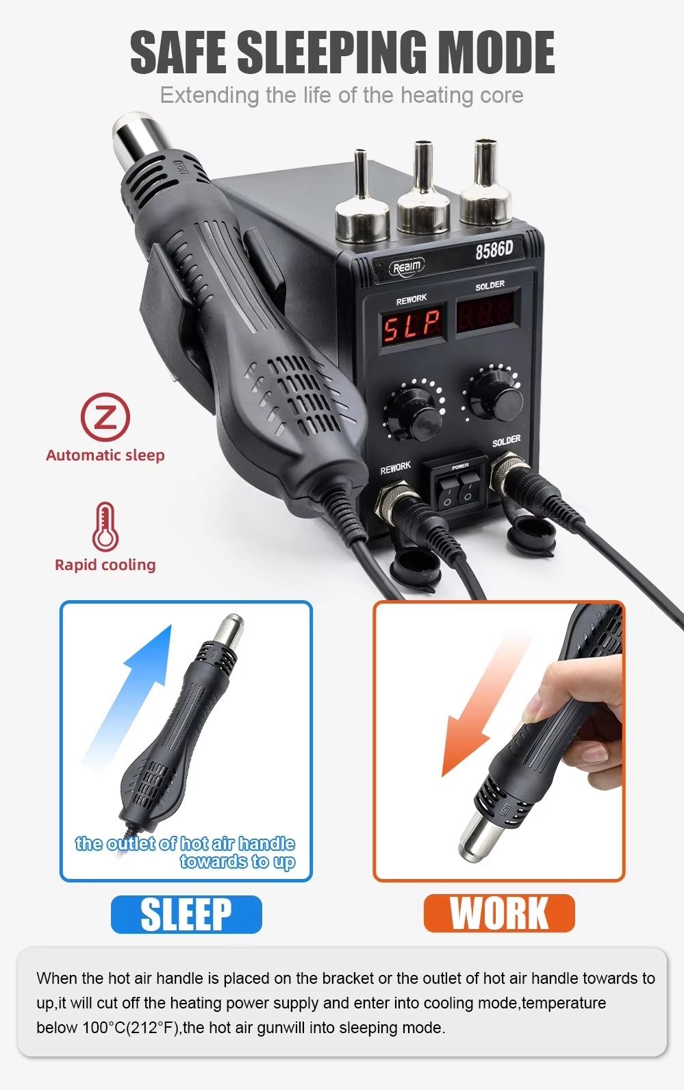 REAIM Soldering Iron Set Hot Air Soldering Station 2 in 1 Soldering ...