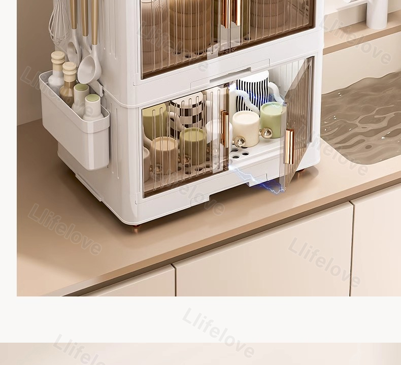 Dish Rack Dish Drain Cabinet Plastic Dish Cabinet With Cover Foldable ...
