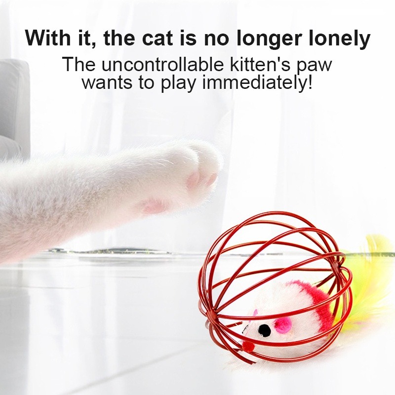 Pet Toy Cat Mouse Toy Chasing Toy Plush Mouse In Cage Pet Interactive ...