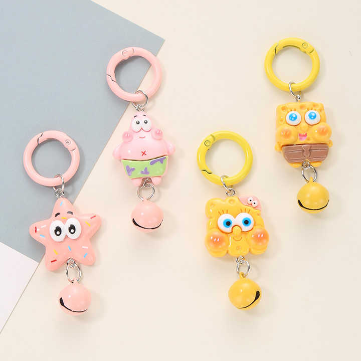 SpongeBob SquarePants circle bell keychain hanging student school bag ...