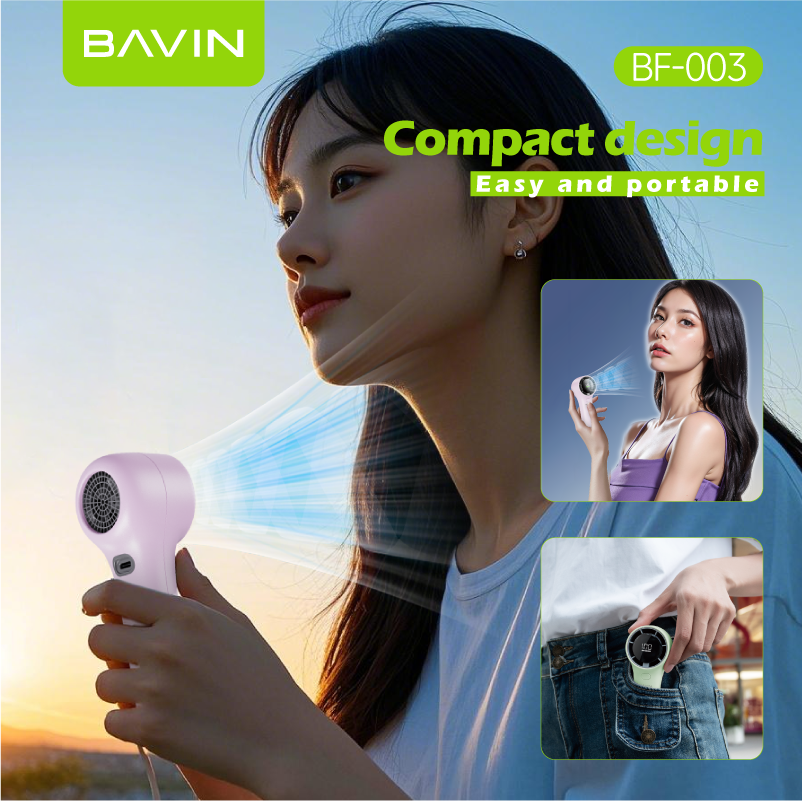 BAVIN BF003 Mini Handheld Turbo Portable Fan w/ Up to 5 Gears Strong ...