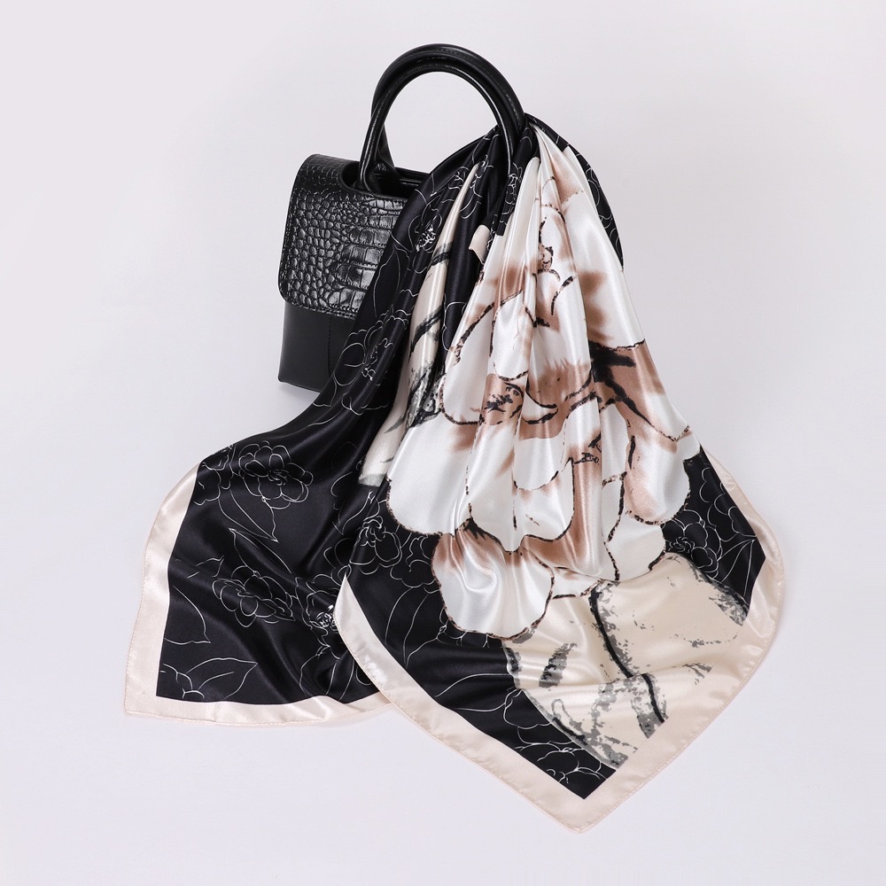 Camellia scarf bandana square Women Silk Satin Head Scarf Shawl SK009 ...