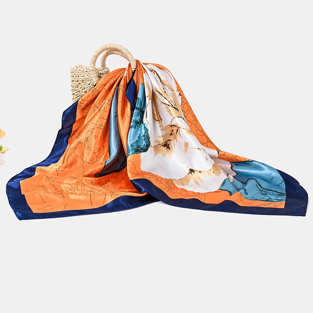 Camellia scarf bandana square Women Silk Satin Head Scarf Shawl SK009 summer scarf 90*90CM ...