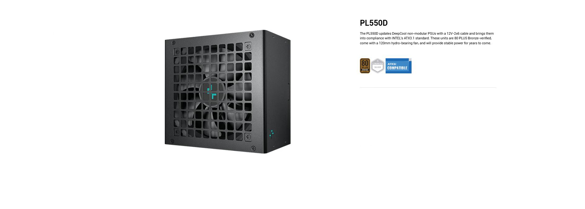 Deepcool PSU 550W Power Supply Unit PL550D V2 80+ Bronze Non-Modular (R ...