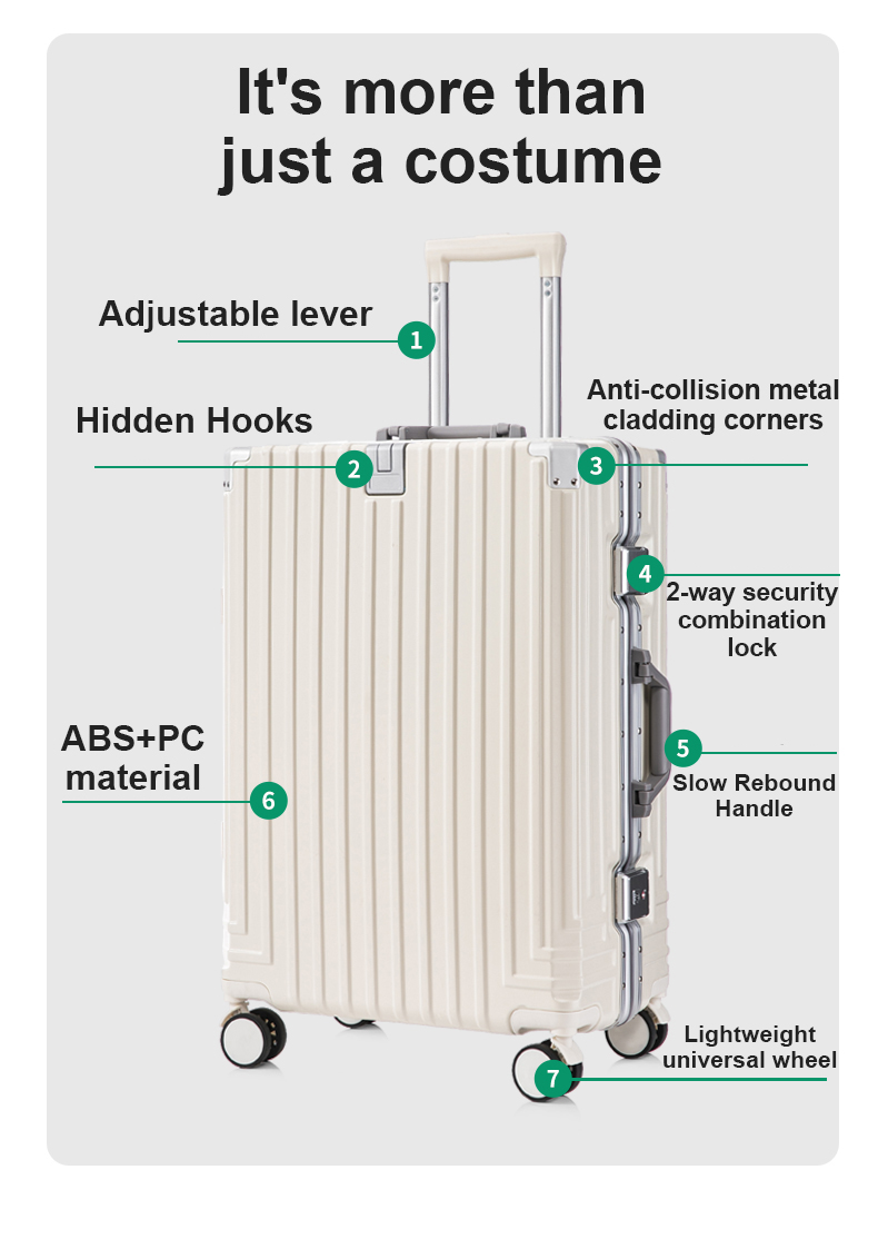 Charlesx Luggage large capacity, aluminum frame, silent, universal ...