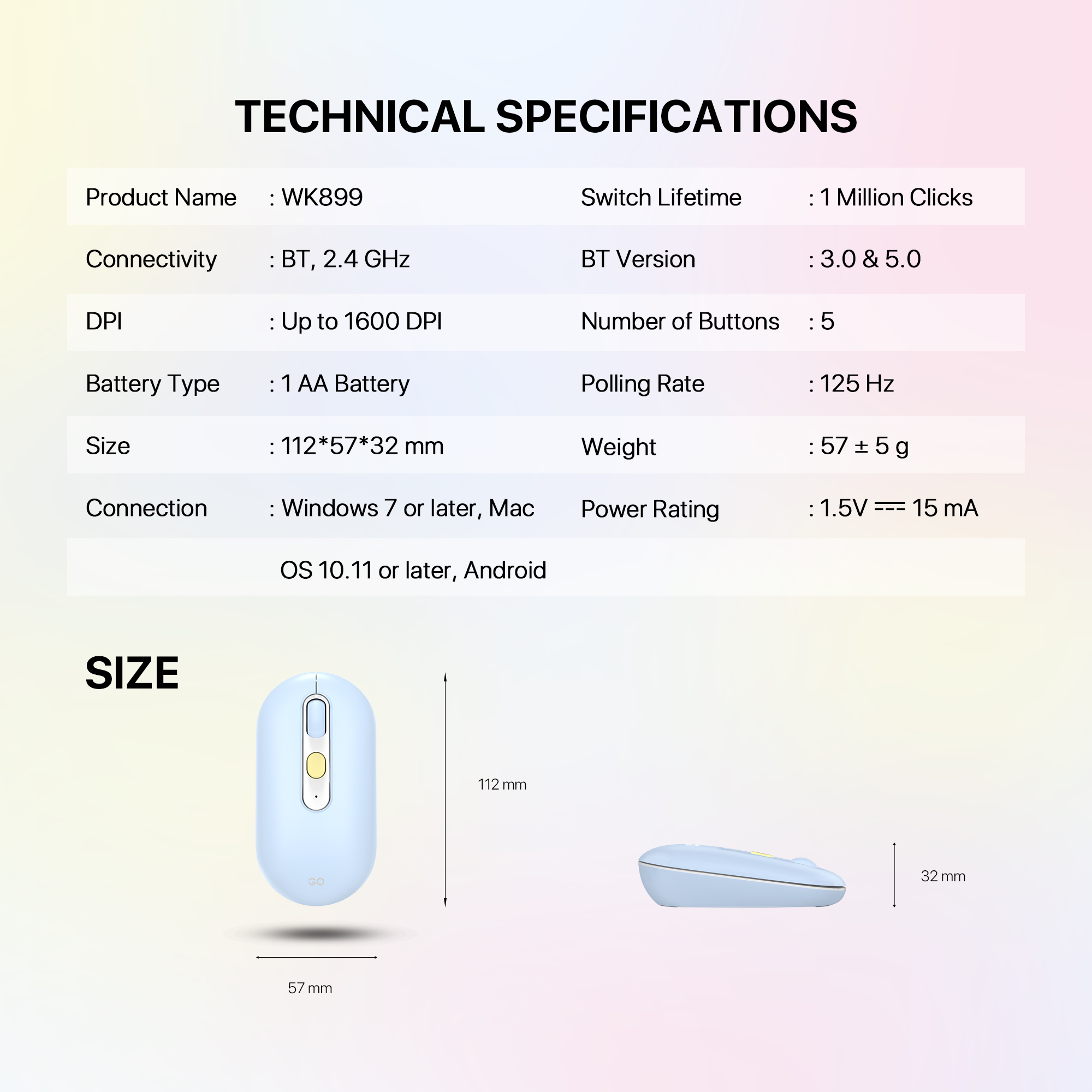 Fantech Go Mochi 101 WK899 Multi-device Compact Combo Wireless Keyboard ...