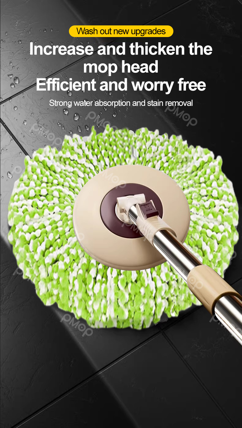 PMOP Brown Rotary Mop with Bucket Original 360 wet and dry Stainless ...