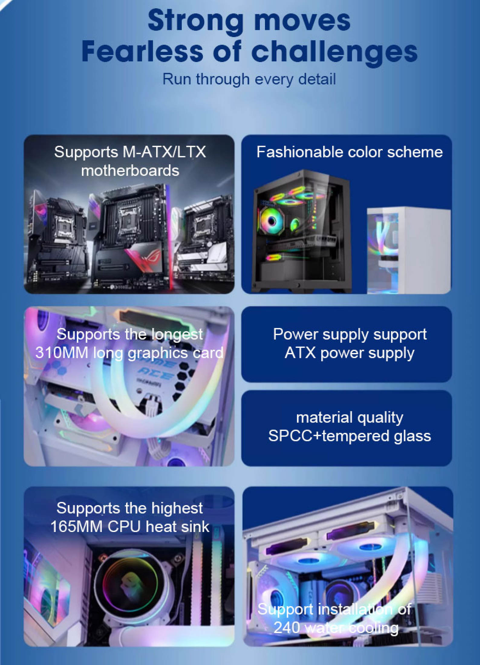 Pc Case Gaming Computer Case with Fan White Glass Inplay Seaview Palace ...