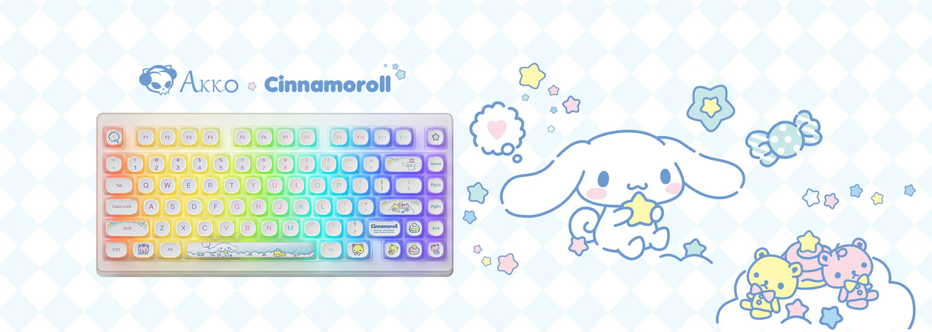 Akko Cinnamoroll ACR TOP 75B Acrylic Case Multi-Mode RGB Hot-Swappable ...