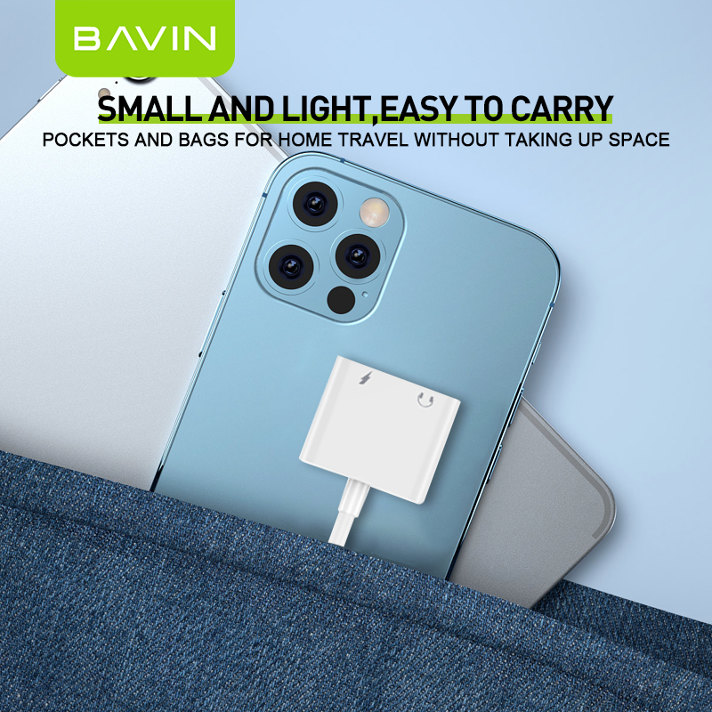 BAVIN I7 Adapter Splitter 2 in 1 Dual Port Plug & Play Dongle for iPh ...