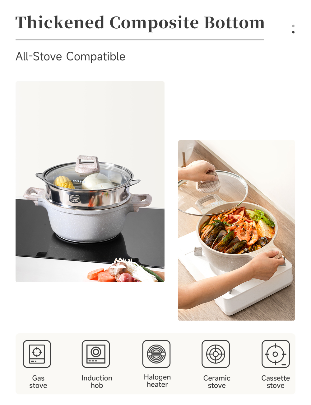 Simplus 24cm Stockpot Non-Stick Soup Pot +Stainless Steel Steamer+ ...