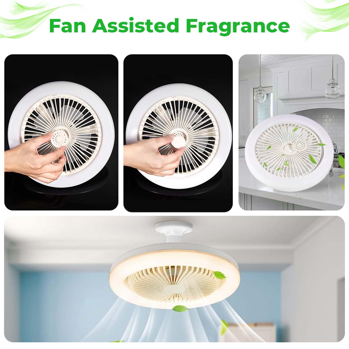 3-in-1 Ceiling Fan with Light Ceiling Fan Light LED Lamp Fragrance ...
