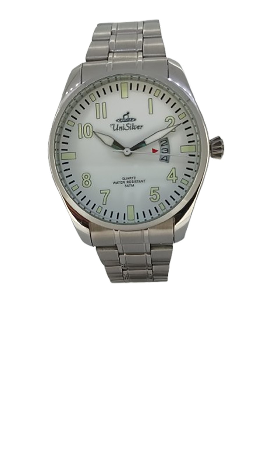 UniSilver TIME Men's White/Metallic Stainless Steel inside Analog Watch ...