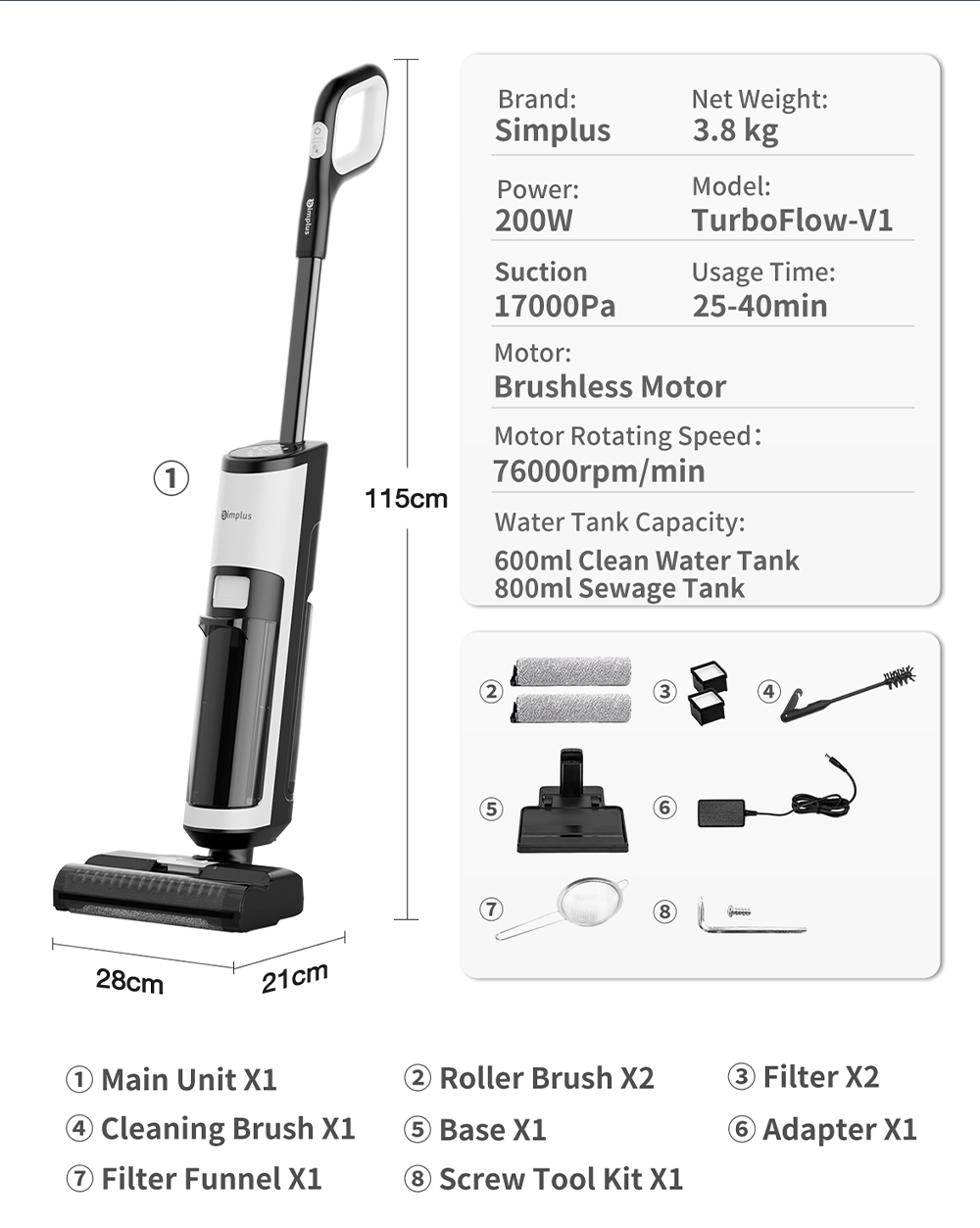 Simplus V2 Dry Vacuum Cleaner Handheld Cordless Vacuum Dual-Edge ...