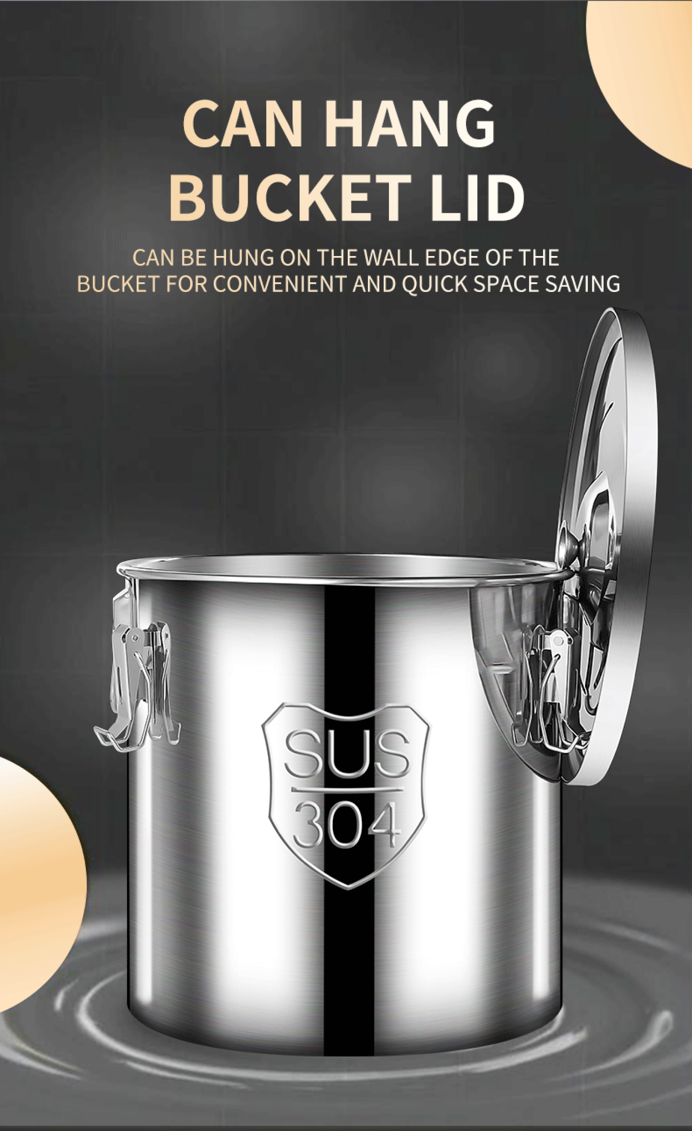 304 Metal stainless steel closed food rice storage container against ...