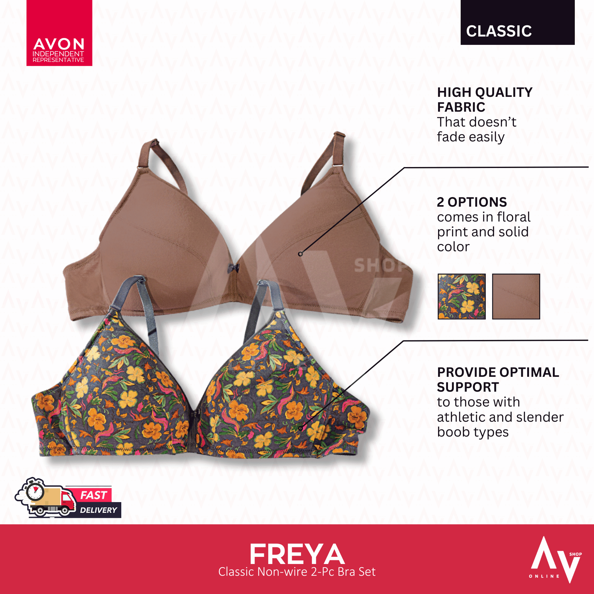 AVON Freya Nonwire 2pc Classic Bra - Portia, Freya, Carol, Sera, Amora ...