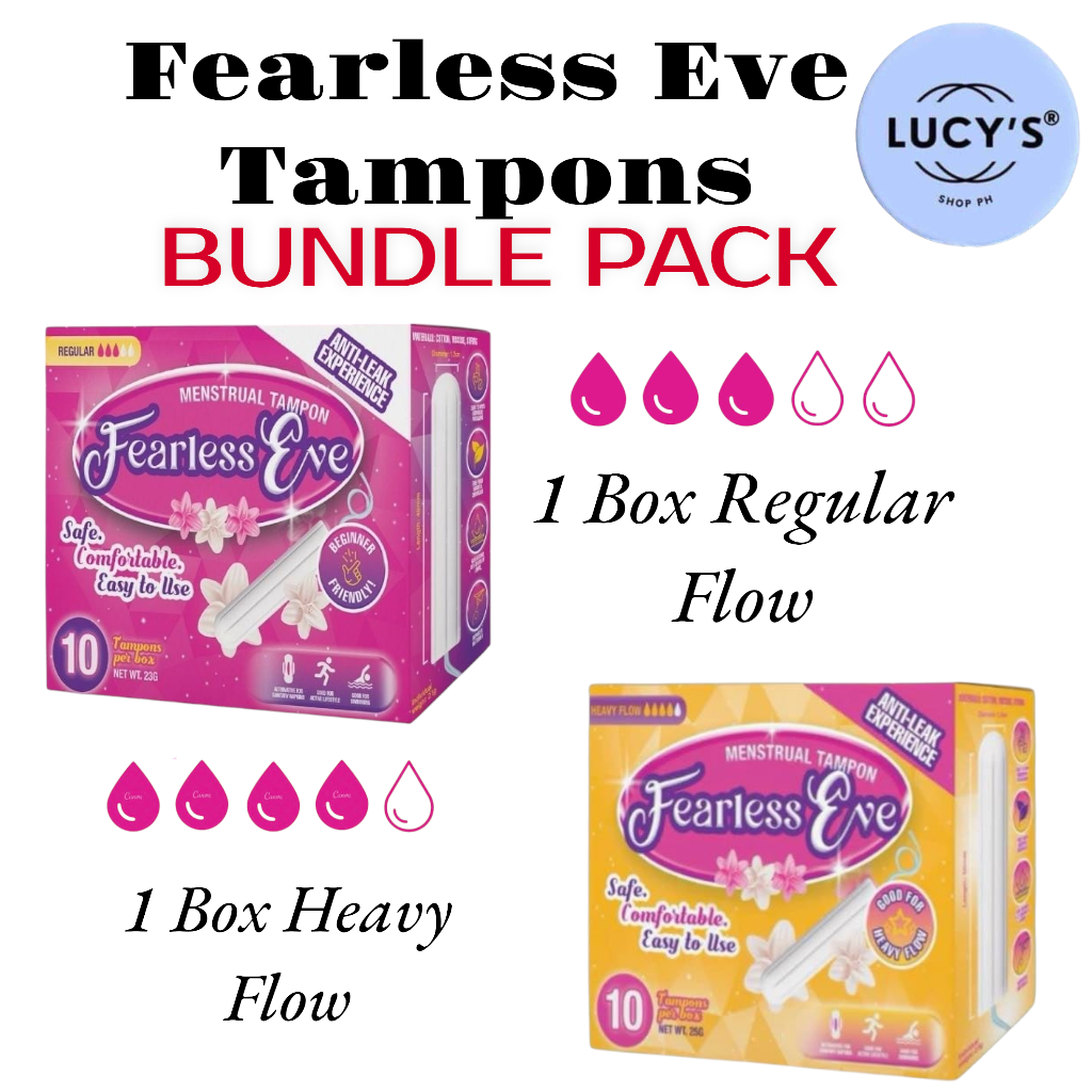Fearless Eve Bundle Pack Menstrual Tampons -1 Heavy Flow + 1 Regular Flow, 10-Individually ...