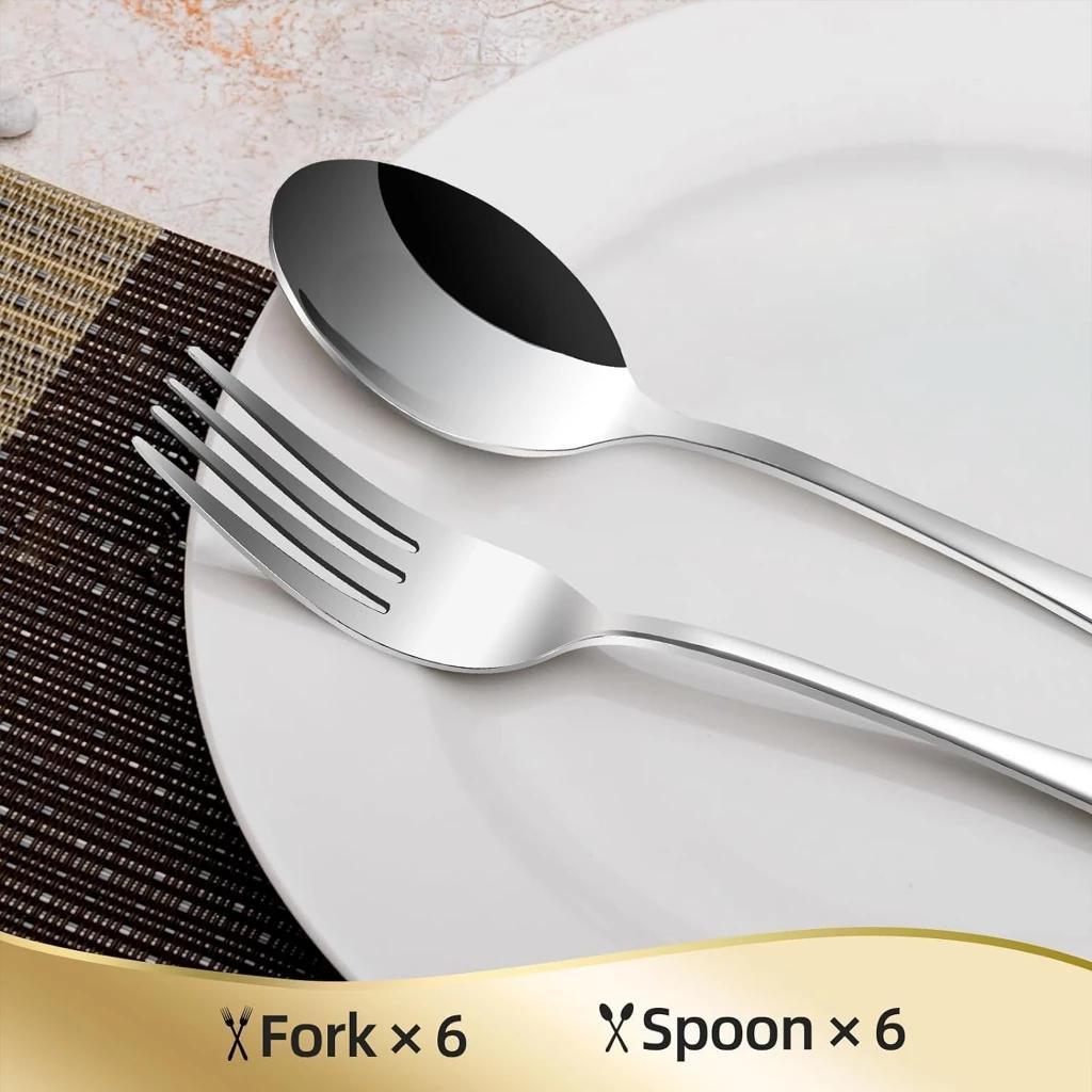 12PCS Cutlery Set Spoon And Fork Set Stainless Dinnerware Korean Spoon ...