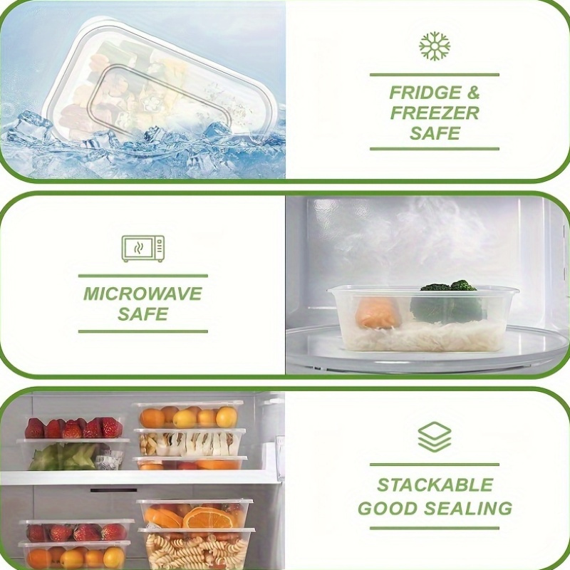 50PCS Rectangle Microwavable Food Container 500/650/750/1000ml ...