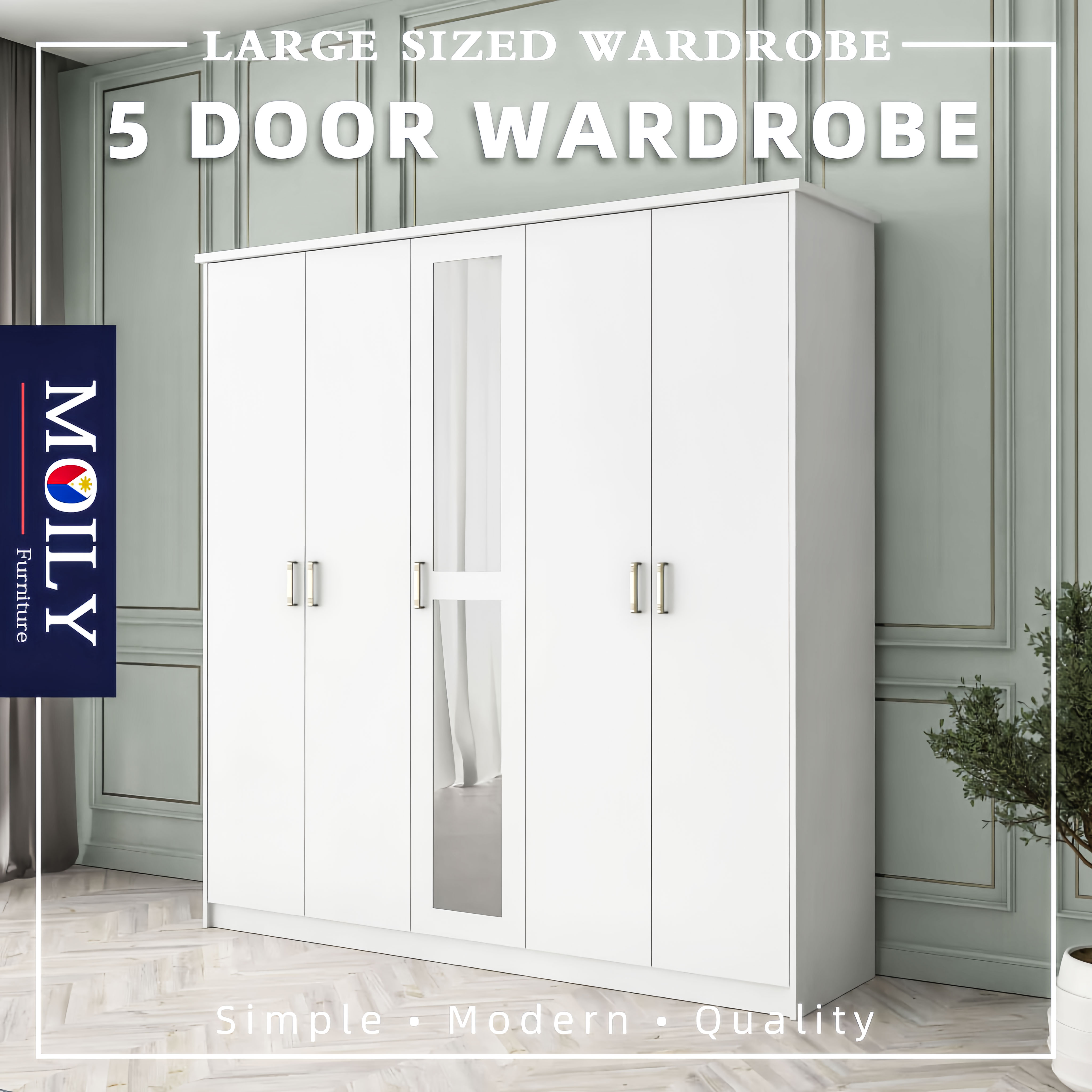 MOILY Wooden wardrobe, family bedroom, easy to assemble, large capacity ...