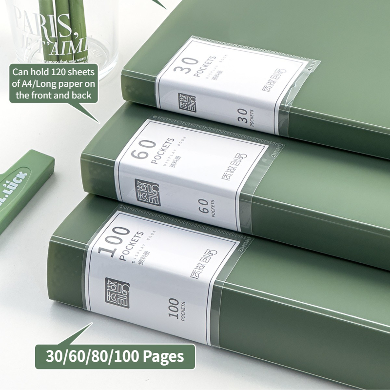 Clear Book Long Clear Folder File Organizer 30/60/80/100 Pages Document ...