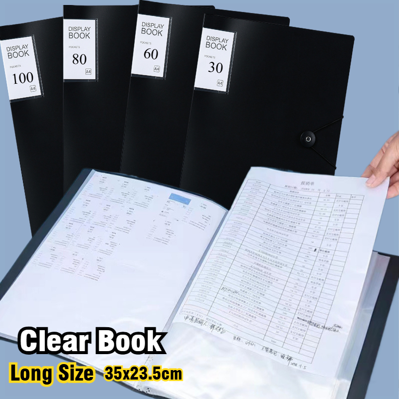 Clear Book Long 30/60/80/100 Pages Long Paper Organizer Folder File ...