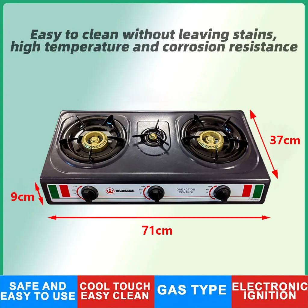 WISDOMMAN Three head gas stove desktop liquefied gas stove multi ...