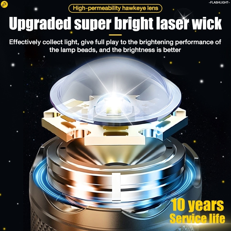 Super Bright Zoom LED Flashlight Rechargeable Waterproof Outdoor Heavy ...