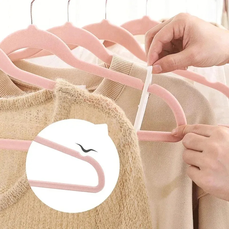50pcs Elastic Velvet Hanger, Clothes Do Not Deform Drying Rack | Shopee ...