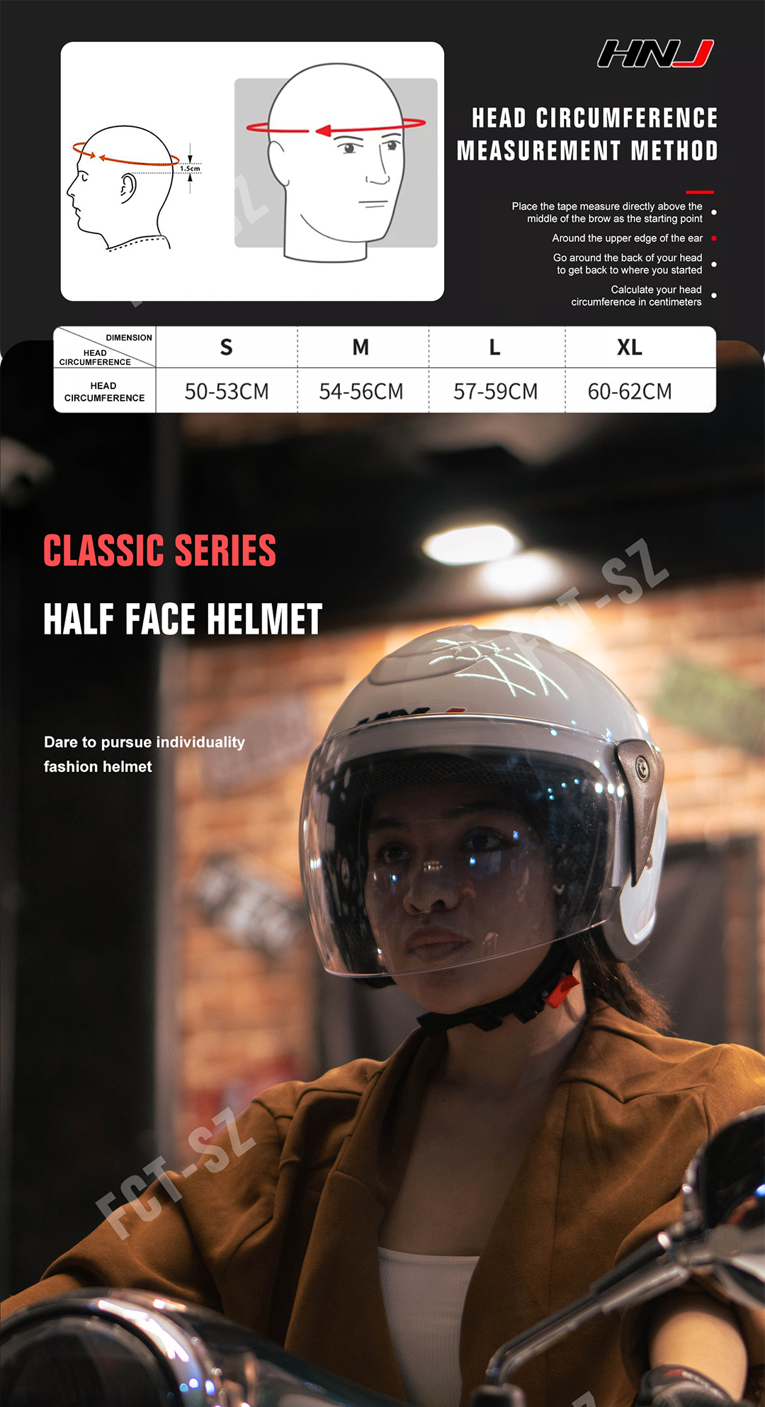 HNJ A4-002 Half Face Helmet Motorcycle Helmet For Women And Men With ...
