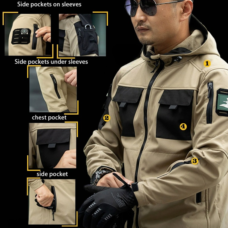 Tactical Jackets Men Outdoor Waterproof Windbreaker Work Wear Soft ...