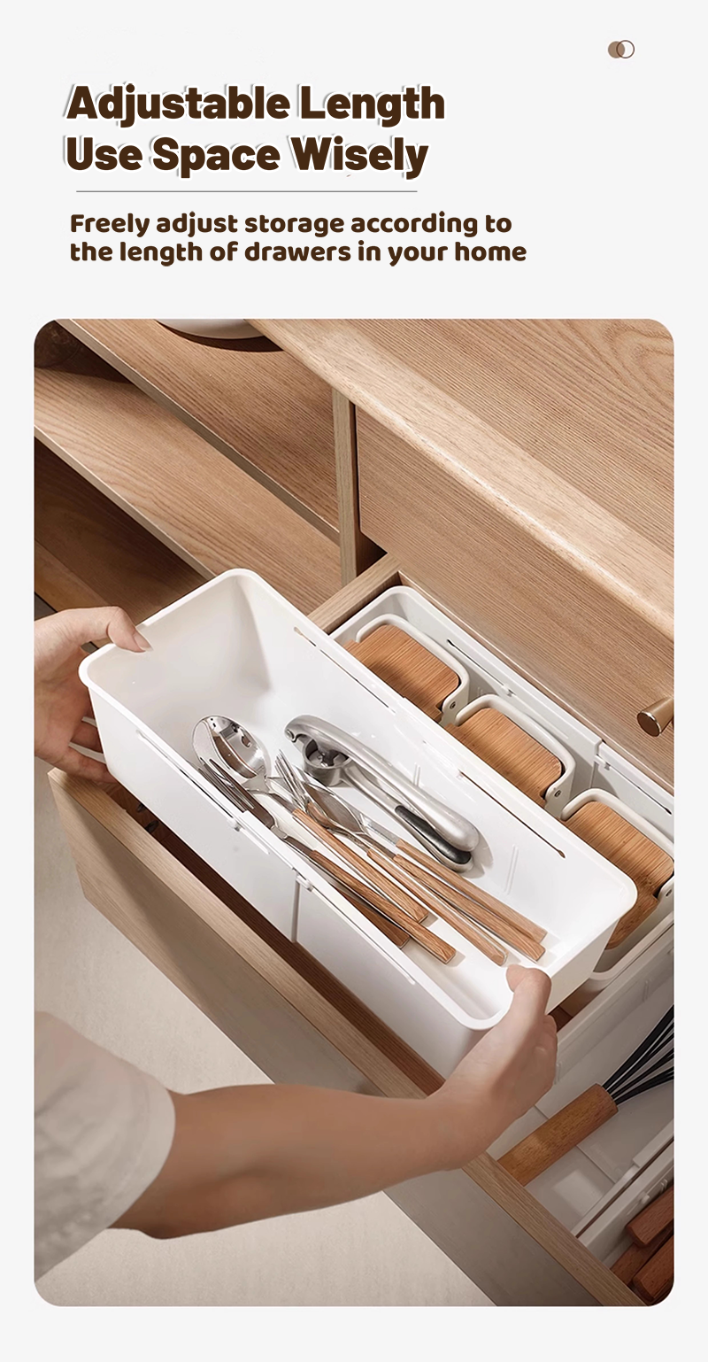 Retractable Drawer Organizer with Divider Drawer Cabinet Storage Box ...