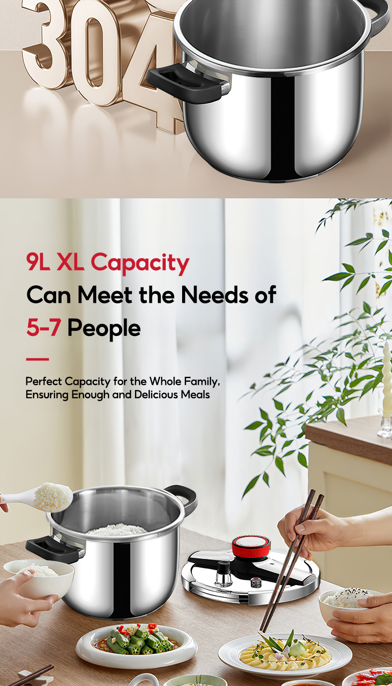Pressure Cooker Heavy Duty Rice Cooker 304 Stainless Steel Electric Cooker 5/7/9L For Induction ...