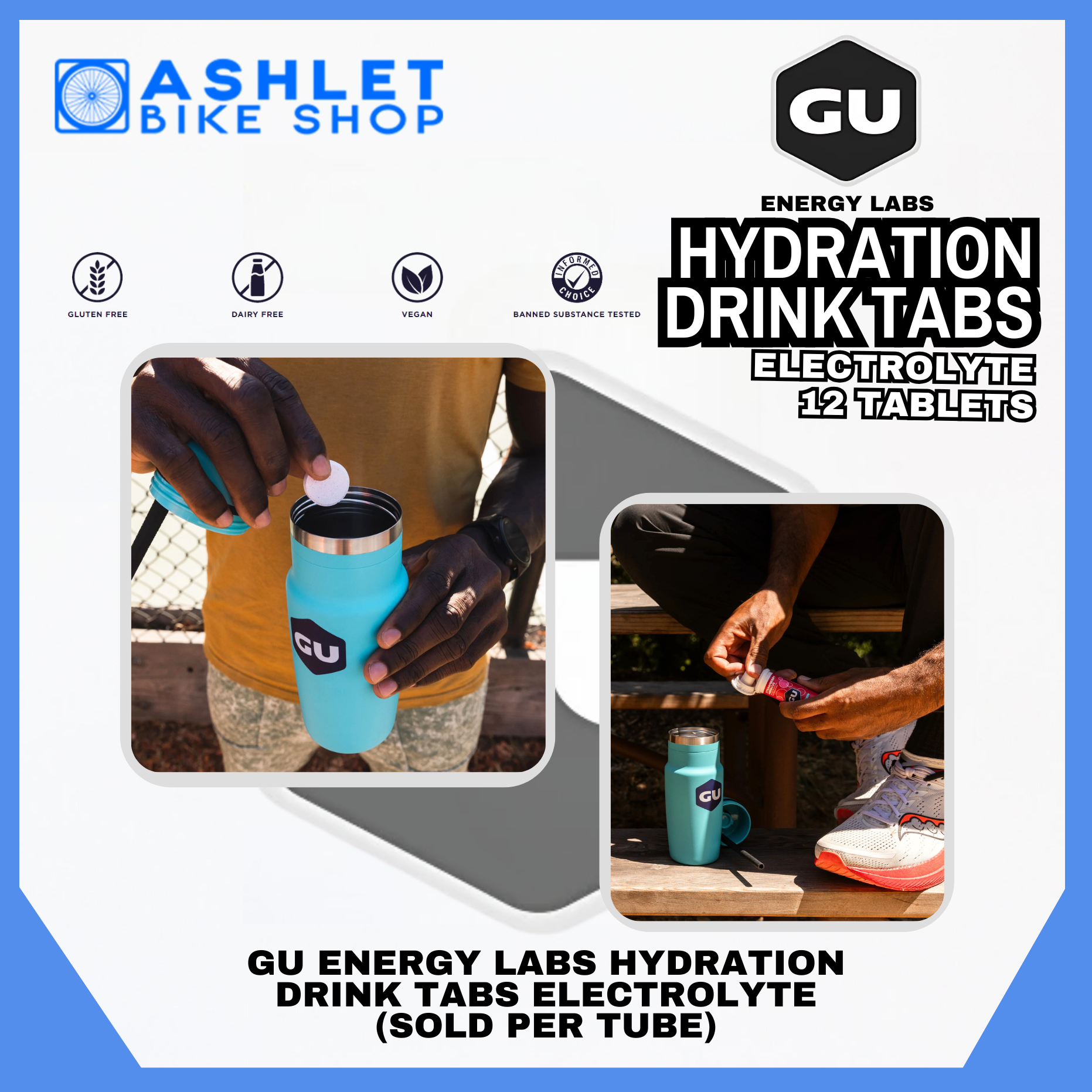 GU HYDRATION DRINK TABS Electrolytes 12 Tablets 54g Caffeine-Free (Sold ...