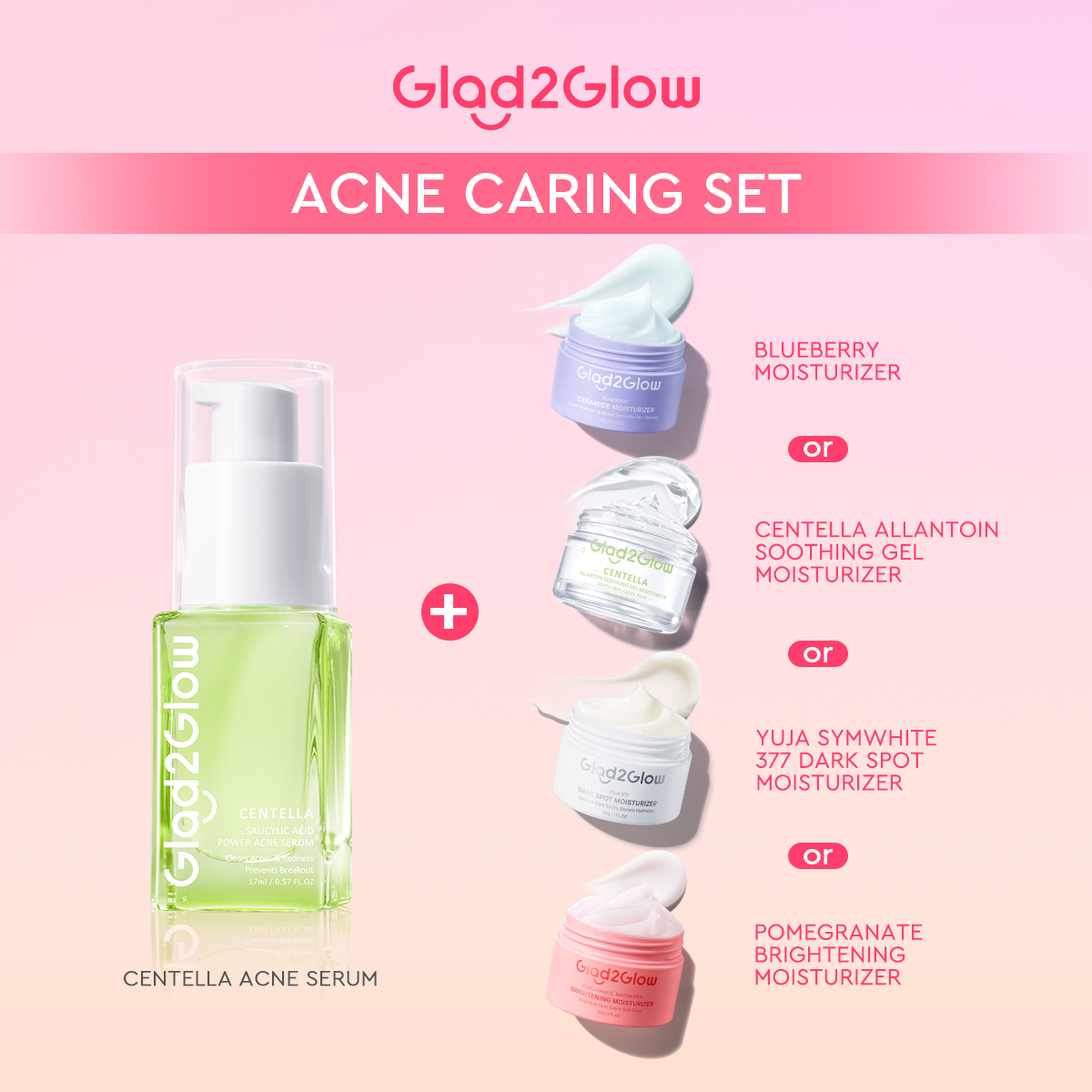 [G2G] Glad2Glow Acne Set Aha Bha Pha/10% Niacinamide/5% Ceramide ...