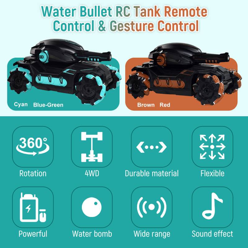 RC Car Big Size 4WD Tank RC Toy Water Bomb Shooting Competitive Gesture ...